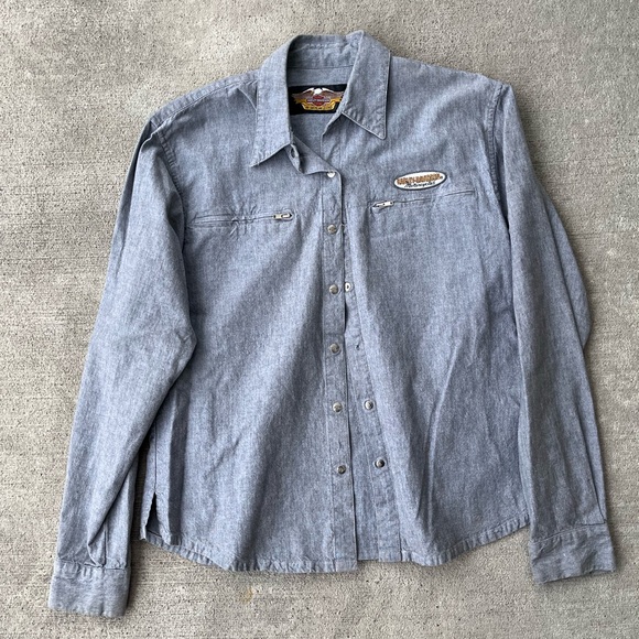 Harley-Davidson | Tops | Vintage 9s Harley Davidson Button Snap Button ...